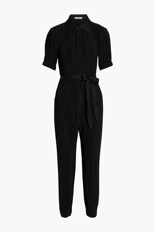 Derek Lam 10 Crosby Duncan Belted Plissé Crepe Jumpsuit