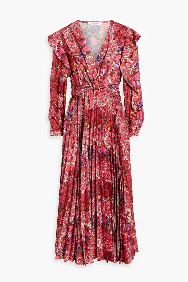 Derek Lam 10 Crosby Chrishelle Pleated Printed Crepe Midi Dress