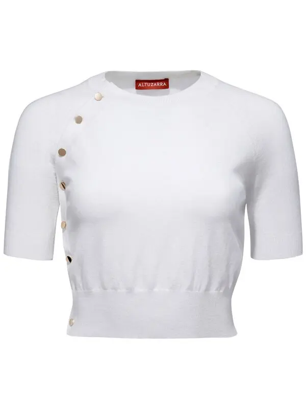 Altuzarra Short-sleeve Knitted Crop Top - White
