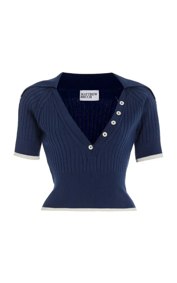 Matthew Bruch Ribbed-knit Cropped Top
