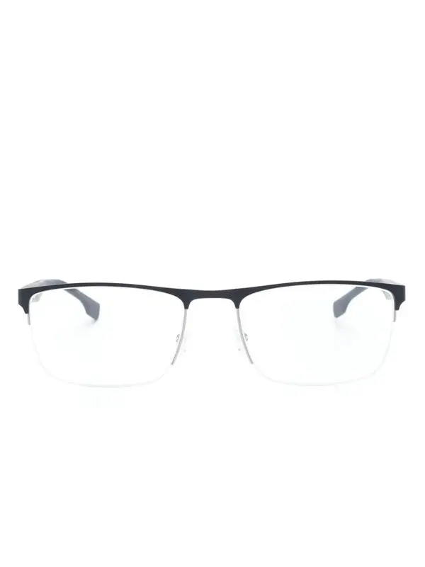 Hugo Boss Rectangle-frame Stainless-steel Glasses - Blue | Editorialist