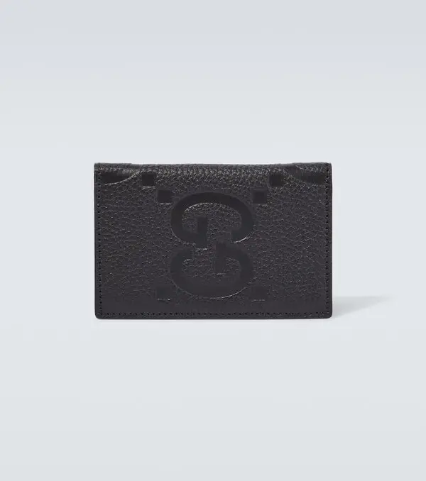 Gucci Jumbo Gg Leather Card Case - Black