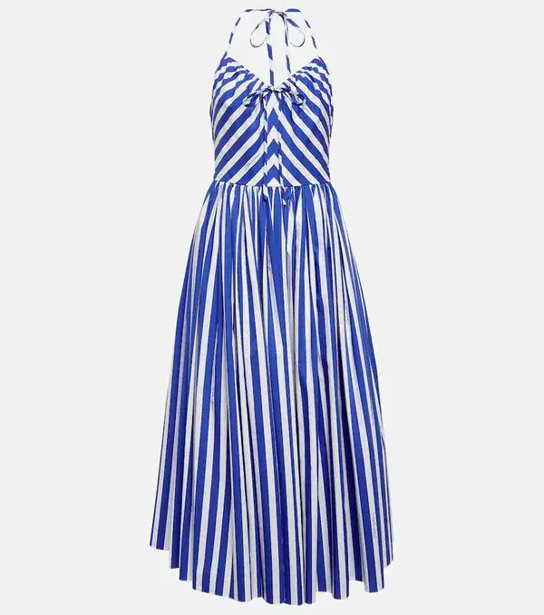 Dolce Gabbana Portofino Striped Cotton Midi Dress In