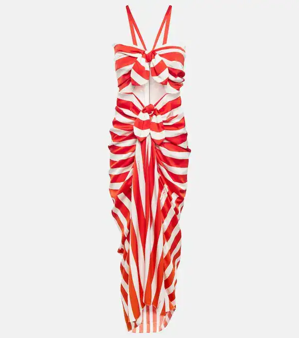maxi batwing dress Neutral Batwing Asymmetric Knit Maxi Dress – Mint Velvet
