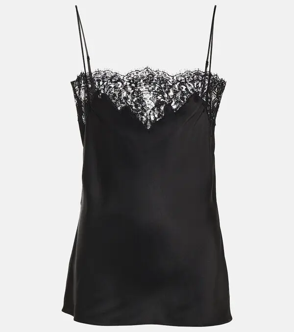 Stella McCartney Satin And Lace Tank Top - Black