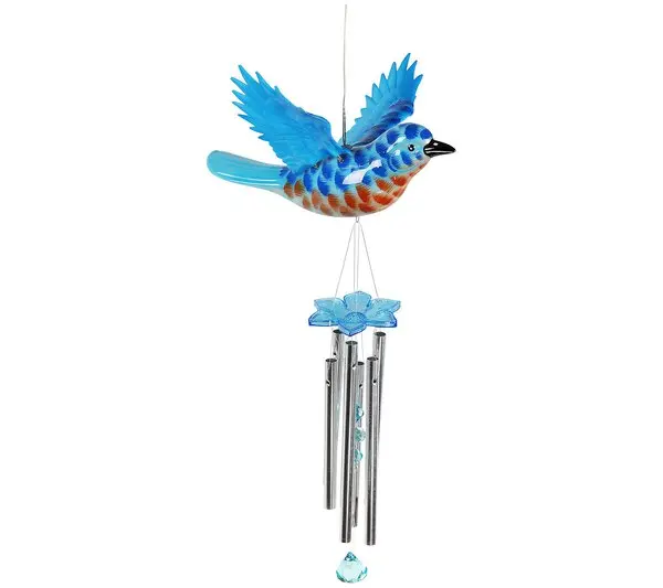EXHART Solar Bluebird Fluttering Wings Wind Chi Me