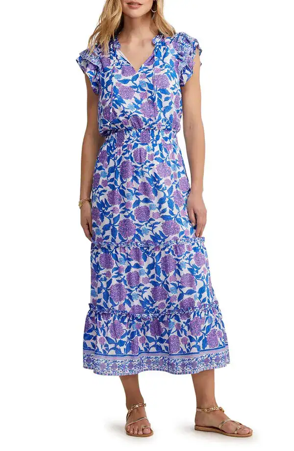 Vineyard Vines Hydrangea Print Maxi Dress - Hydrangea - White | Editorialist