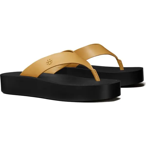 Tory Burch Platform Flip Flop - Ginger Shortbread/black