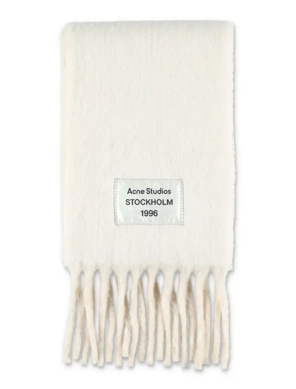 Acne Studios Wool Scarf With Fringes - White