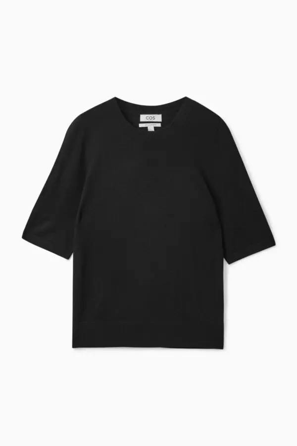 Cos Knitted Pure Cashmere T-shirt - Black | Editorialist