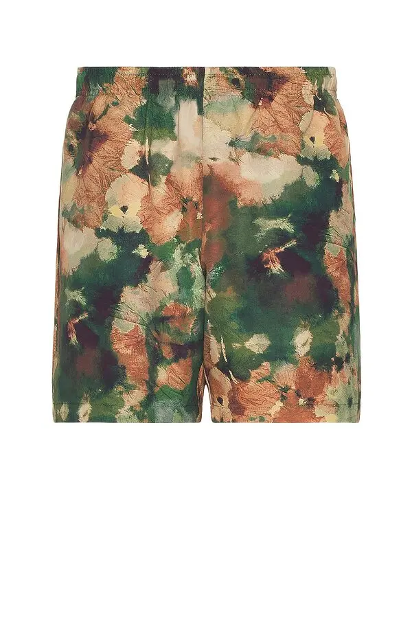 WAO The Swim Short In Brown - Olive Brown Abstract