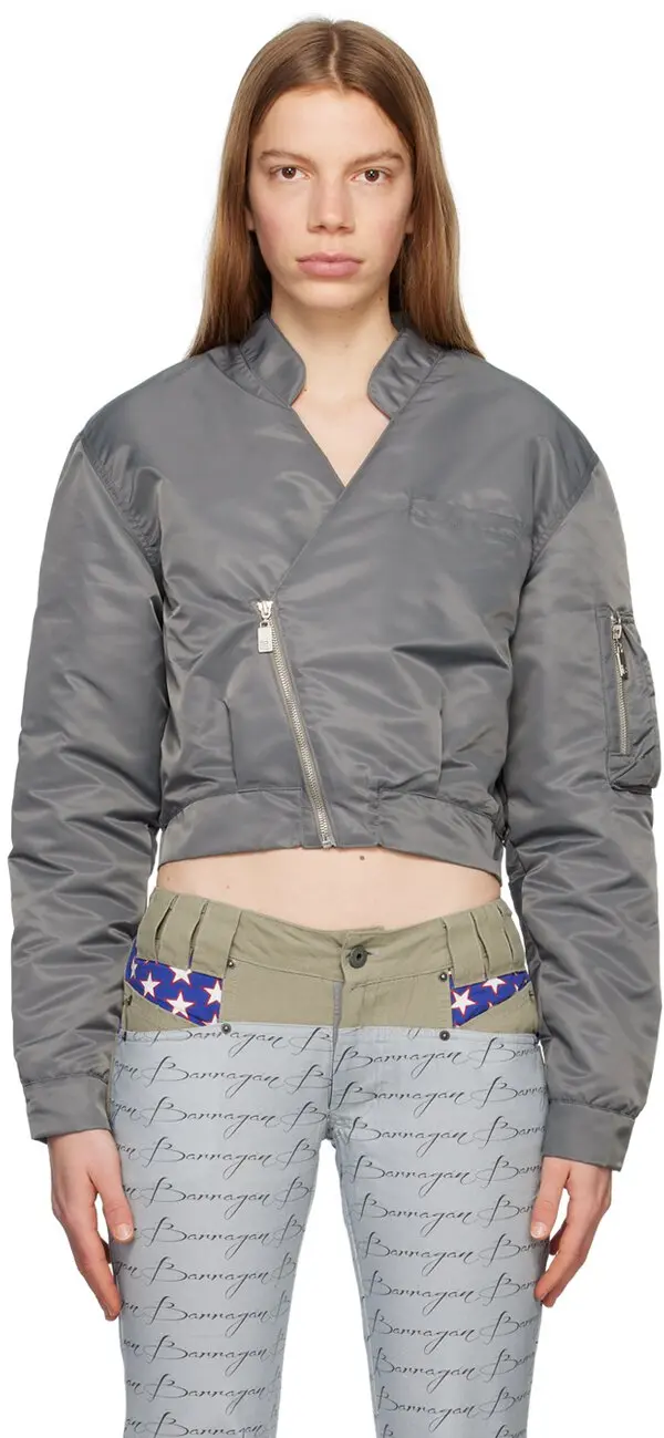 BarragáN Gray Insulated Bomber Jacket In Gun Metal Gray - 70% Off 