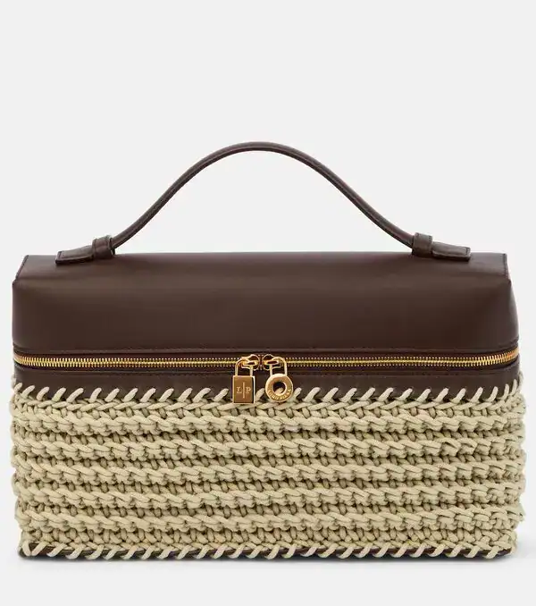 Loro Piana Extra Pocket Medium Crochet Leather Bag - Brown