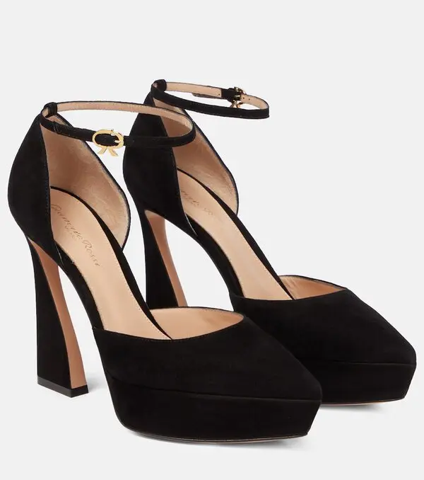 GIANVITO ROSSI Vertigo Suede Platform Pumps - Black