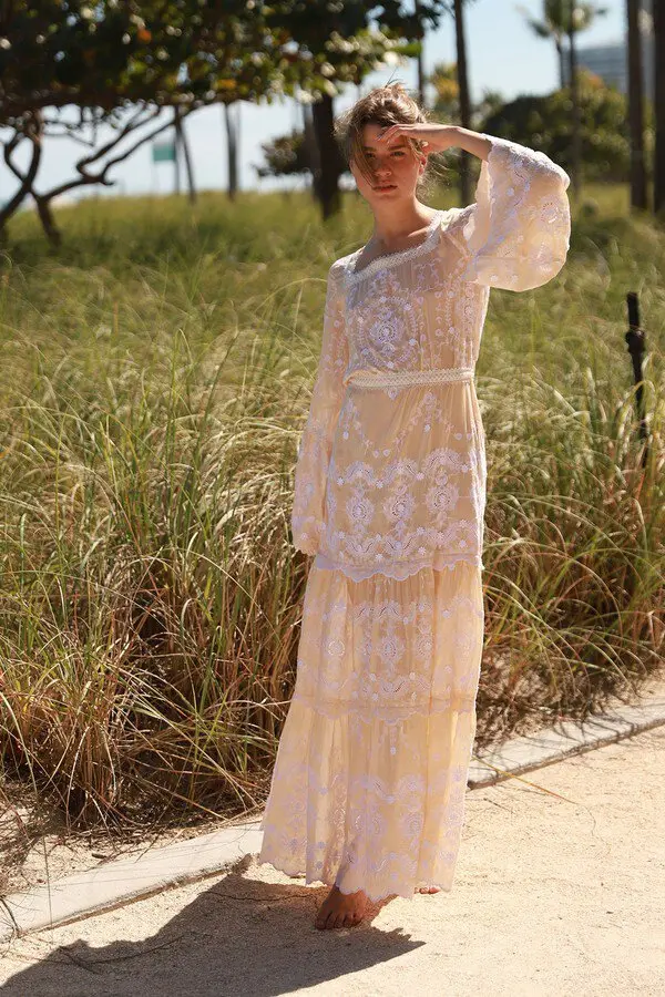 Miguelina Charlize Floating Flower Voile Dress