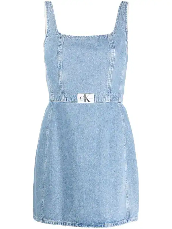 Calvin Klein Logo-Embroidered Denim Dress In Blue - 20% Off | Editorialist