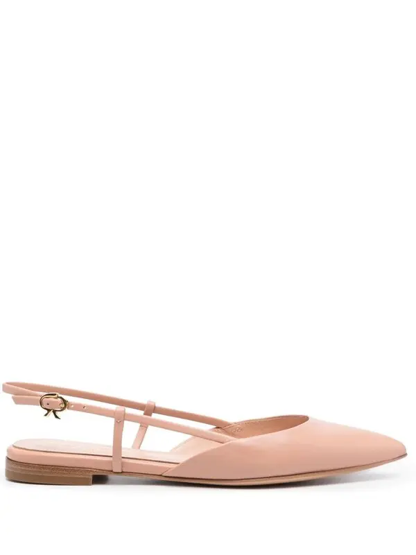 GIANVITO ROSSI Ribbon Sling Flats - Neutrals