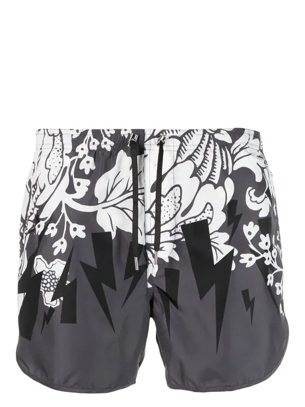 Neil Barrett Graphic-print Swim Shorts - Grey