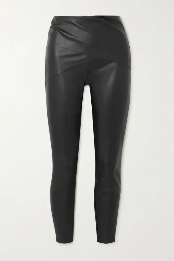 Wolford N°21 Loredana Draped Vegan Leather Leggings In Black - 40