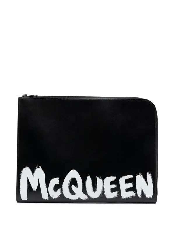 Alexander McQueen Graffiti Logo Clutch - Black