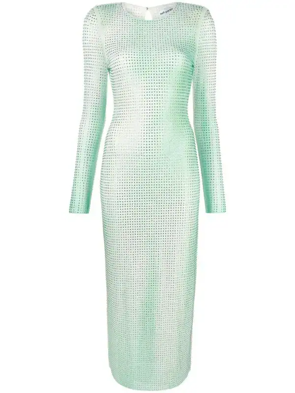 Self-Portrait Rhinestone-Embellished Midi Dress In Green - 47% Off |  Editorialist