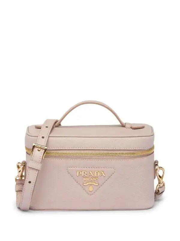 Prada Logo-Plaque Leather Mini-Bag Pink Editorialist
