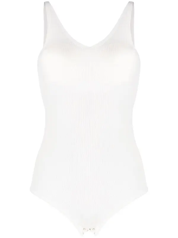 CFCL V-neck Ribbed Bodysuit - White