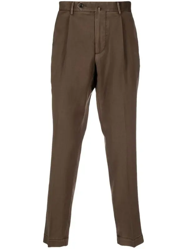 DELL'OGLIO Tapered-leg Tailored Trousers - Brown