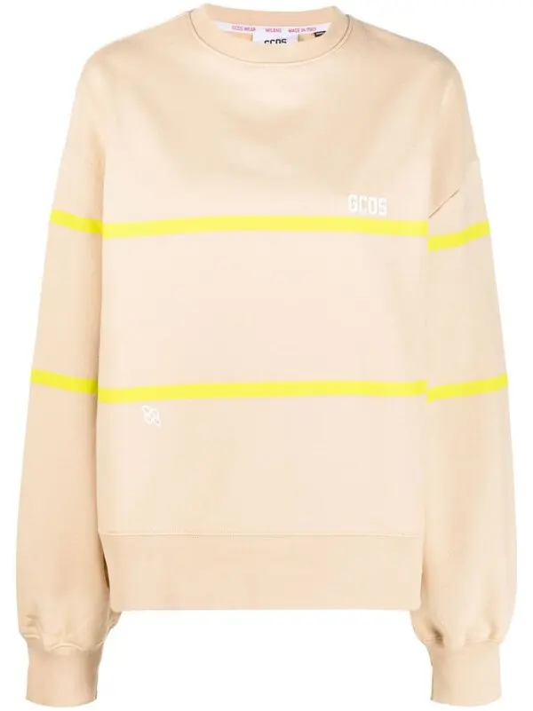 Gcds Logo-print Cotton Sweatshirt - Neutrals