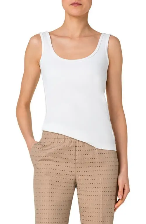 Akris Fitted Scoop Neck Jersey Tank - Cream
