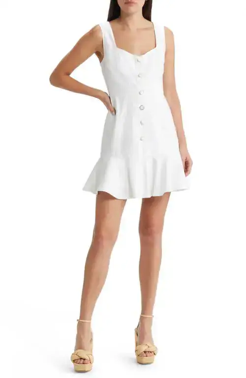 Milly Nile Linen Blend Fit & Flare Dress - White | Editorialist