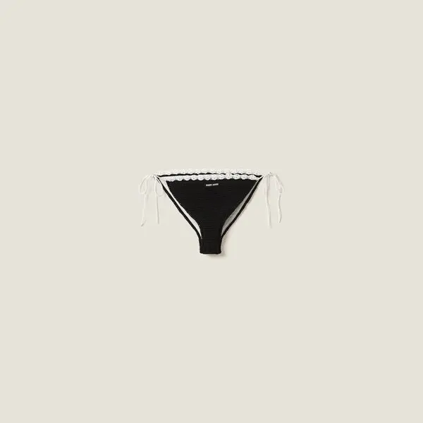 Miu Miu Cotton Bikini Bottom - Black