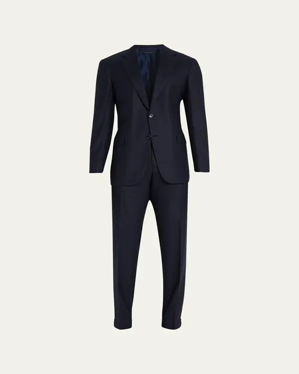 Brioni Brun Wool Micro Check Suit