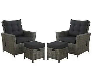 ALATERRE FURNITURE Asti 4-piece Set With Two Ch Irs, Ottomans
