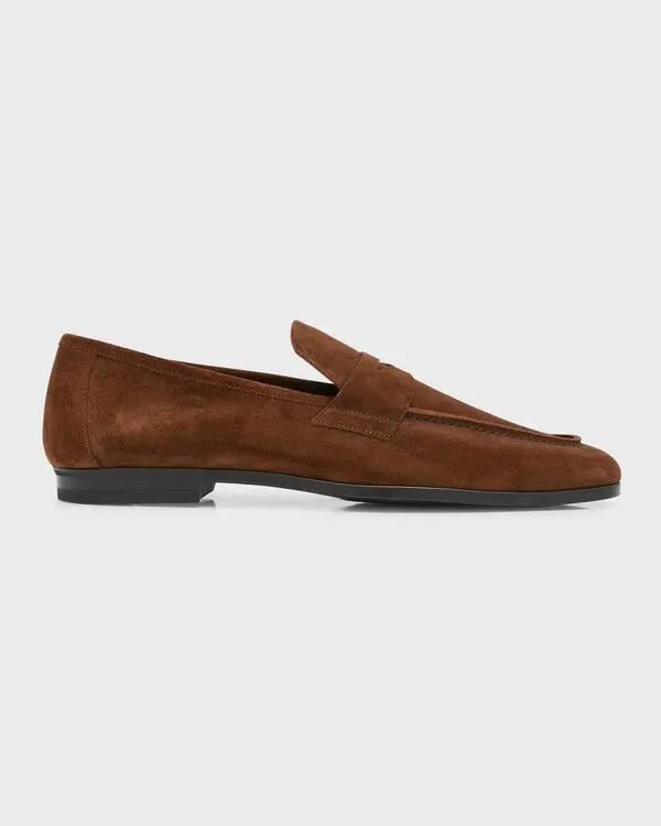 TOM FORD Sean Suede Penny Loafers - Burnt