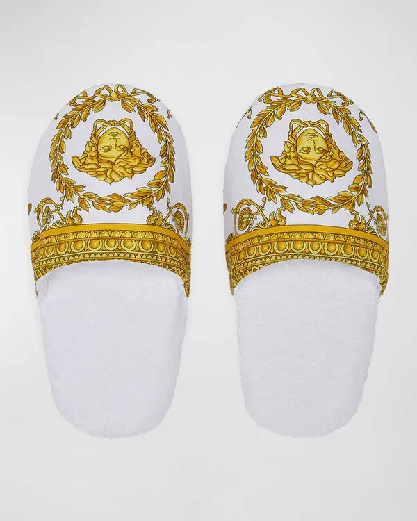 Versace Barocco Print Mule Slippers - White