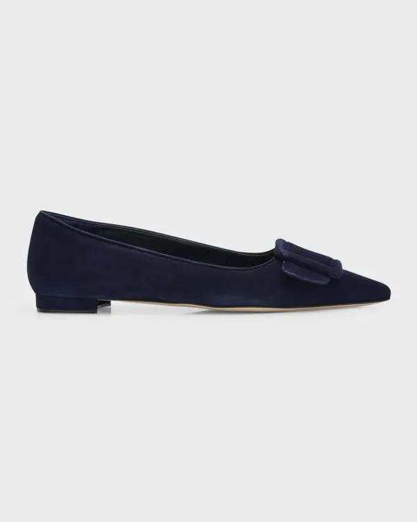 Manolo Blahnik Maysale Ballerina Flats - Navy