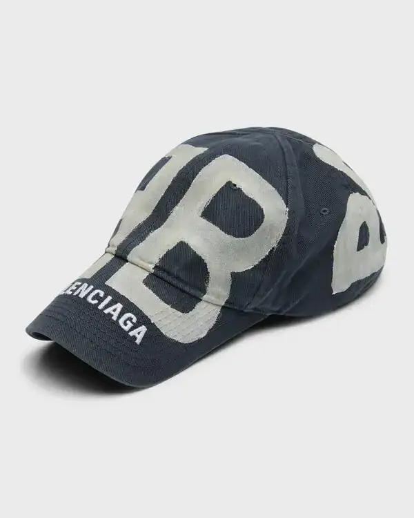 Balenciaga Sprayed-bb Baseball Cap - Dark Grey/white | Editorialist 