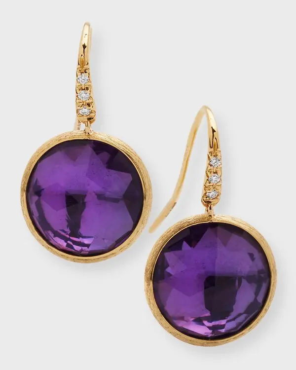 Marco Bicego Jaipur Diamond And Amethyst Drop Earrings - Yellow Gold