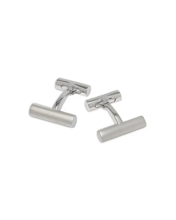 LINK UP Two Tone Rhodium Plated Bar Cufflinks - Silver