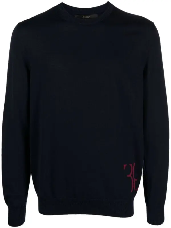 BILLIONAIRE Monogram-embroidered Knitted Jumper - Blue