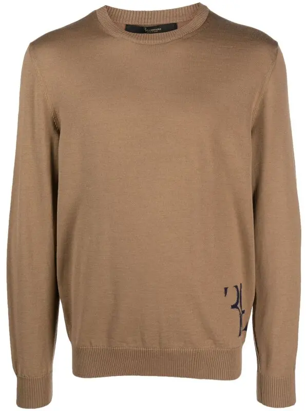 BILLIONAIRE Monogram-embroidered Knitted Jumper - Neutrals