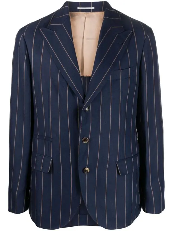 Brunello Cucinelli Pinstriped Single-breasted Blazer - Black
