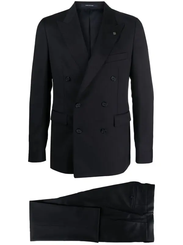 Tagliatore Brooch-detail Double-breasted Suit - Blue
