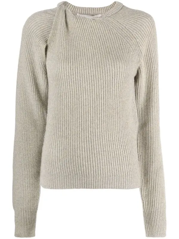 Stella McCartney Twist-detail Ribbed Jumper - Grey