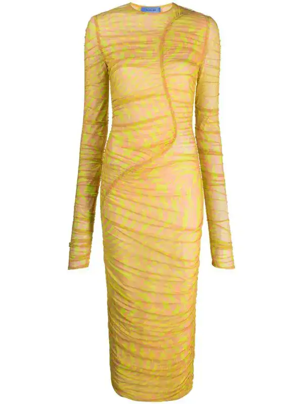 mugler star mesh dress Mugler Star Mesh Midi Dress Size S