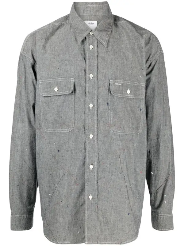 Visvim Logo-print Paint-splatter Shirt