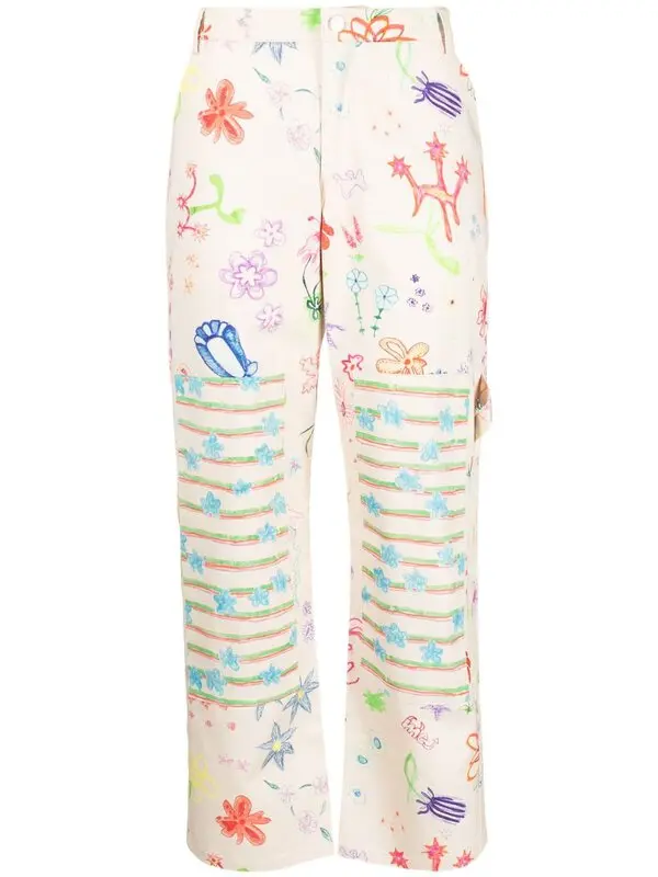 Collina Strada Sketch-print Wide-leg Trousers