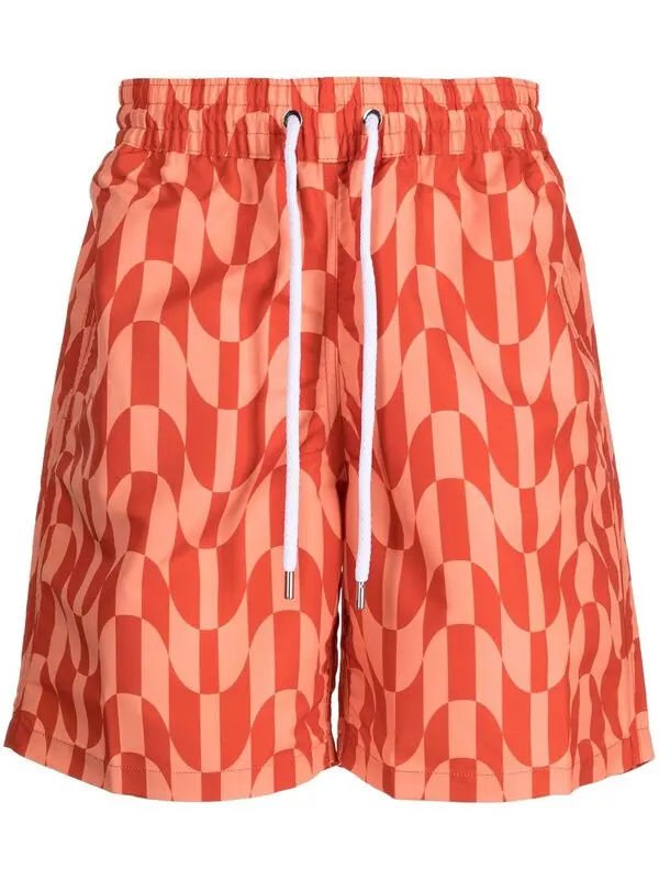 Frescobol Carioca Geometric-print Swim Shorts - Red