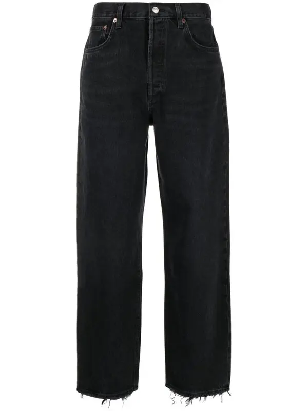 Agolde Dara Mid-Rise Baggy Jeans In Black 74% Off Editorialist - Main Image